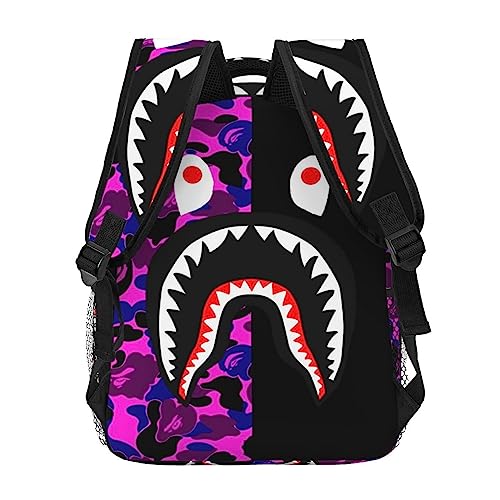 AIRPO Shark Teeth Backpacks Camouflage 3D Print Large Capacity Laptop Daypack Lightweight Multiple Backpack Fashion Travel Shoulders Bag For Women Men