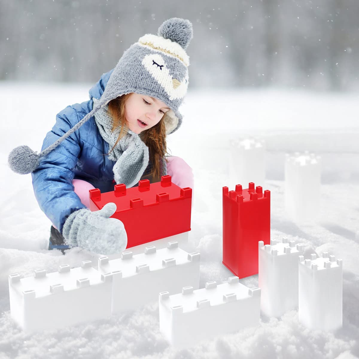 BeneFine Snow Fort Building Block,Snow Brick Maker, Sand Castle Mold,Beach and Snow Toy Brick Form for Kids,Outdoor Winter and Summer Fun Toys(4PCS)