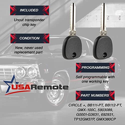 Car Key Fob Keyless Entry Remote with Ignition Key fits Chevy, Cadillac, GMC (OUC60270, OUC60221), Set of 2