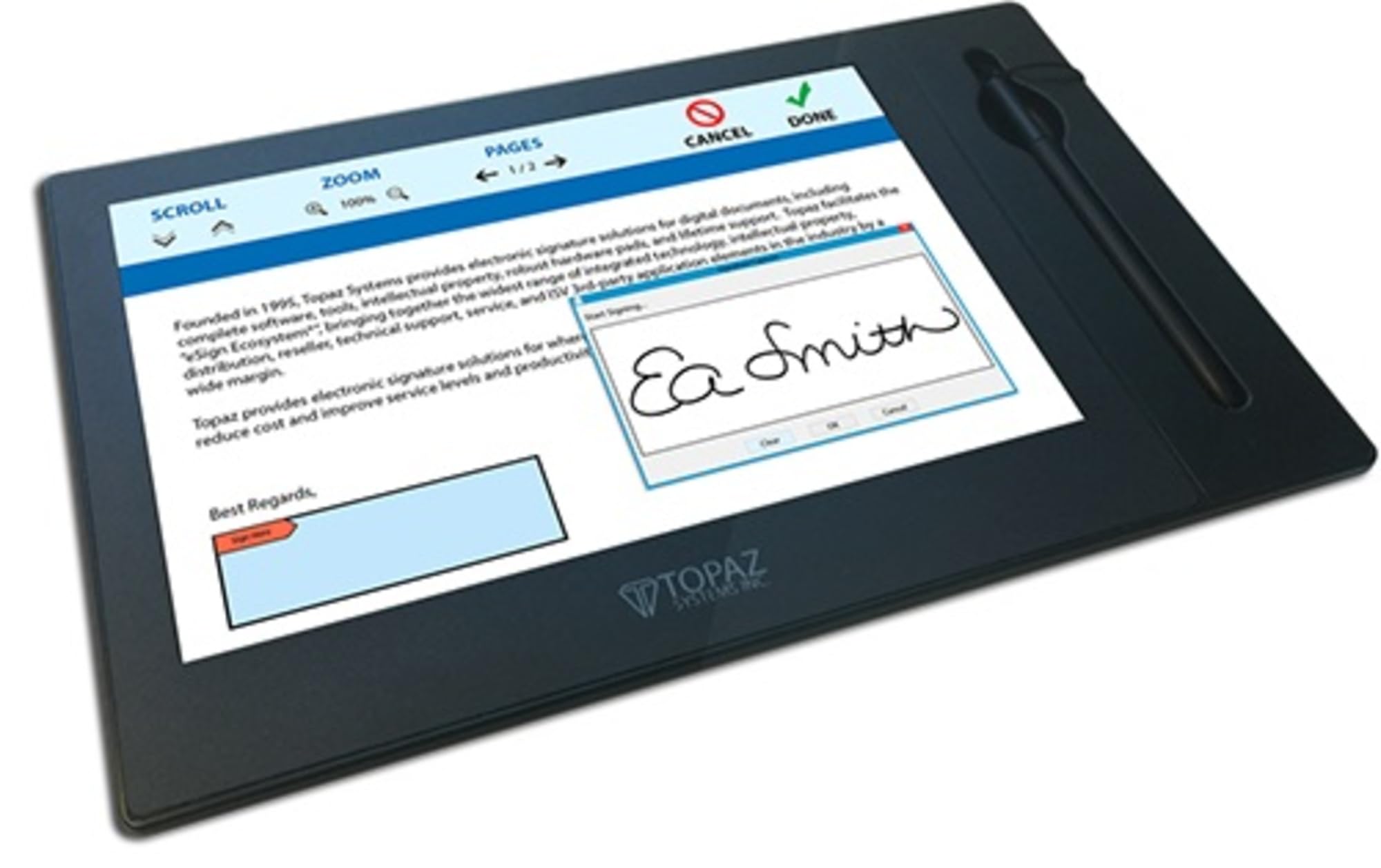 Topaz GemView TD-LBK101VA-USB-R 10.1-inch LCD Tablet Signature Terminal Display, Black