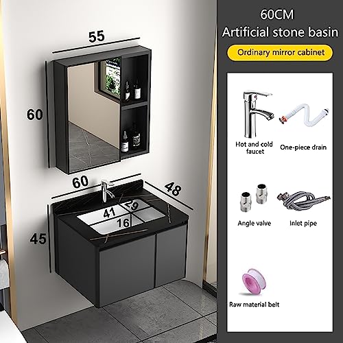 Bathroom Sink Cabinet,Bathroom Vanity with Sink,Modern Undermount Small Single Bathroom Cabinet Set,Bathroom Vanity and Sink Combo,Small Bathroom Vanity Wall Mounted ( Color : Artificial stone , Size