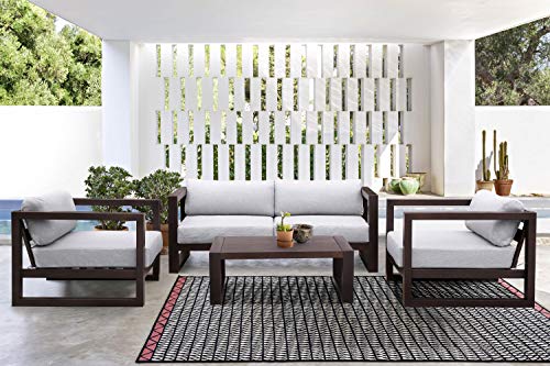 Armen Living Paradise Outdoor Eucalyptus Wood Coffee Table, Earth