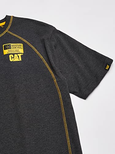 Caterpillar Men's Performance Short Sleeve T-Shirt (Regular and Big & Tall Sizes), Charcoal Heather Grey, Large