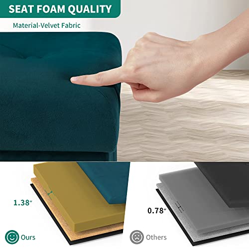 YITAHOME 43 Inches Folding 120L Storage Ottoman Bench, Velvet Footrest with 35mm high Elasticity Sponge seat and Metal Frame for Sturdiness- Holds Upto 680 Lbs (Dark Teal)