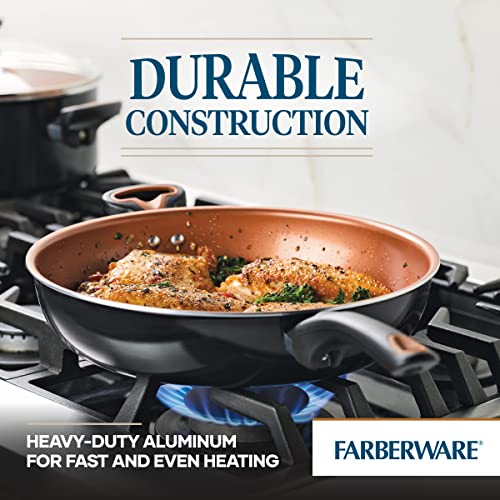 Farberware Glide Deep Nonstick Frying Pan / Fry Pan / Skillet with Helper Handle - 12.5 Inch, Black