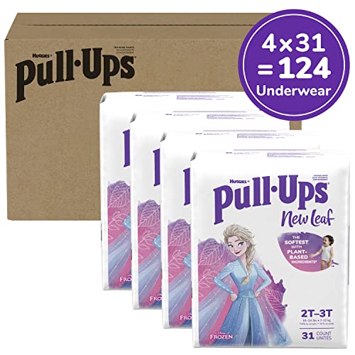 Pull-Ups New Leaf Girls' Disney Frozen Potty Training Pants, 2T-3T (16-34 lbs), 124 Ct (4 Packs of 31), Packaging May Vary