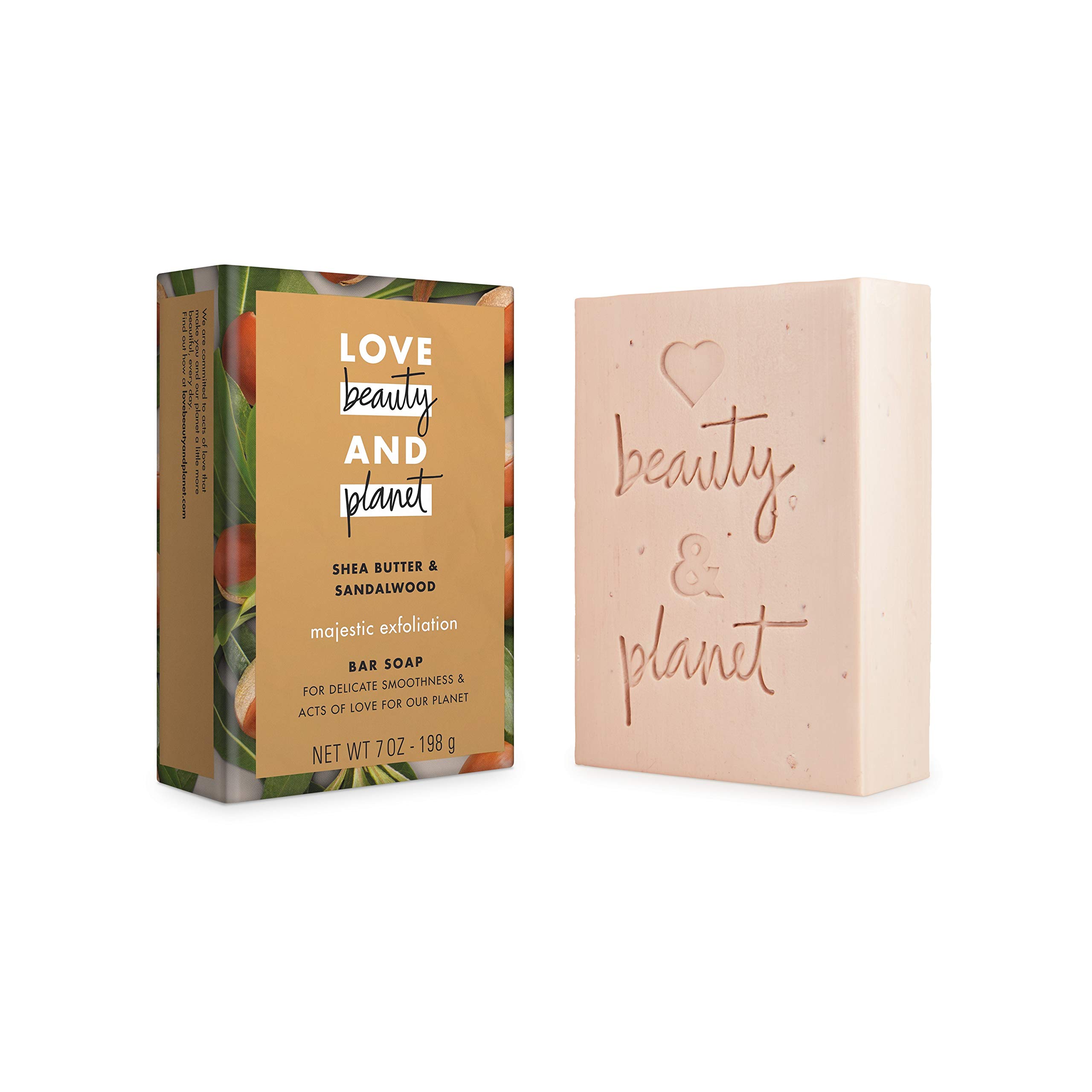 Love Beauty And Planet Majestic Exfoliation Bar Soap Shea Butter & Sandalwood, 7 oz, Pack of 3