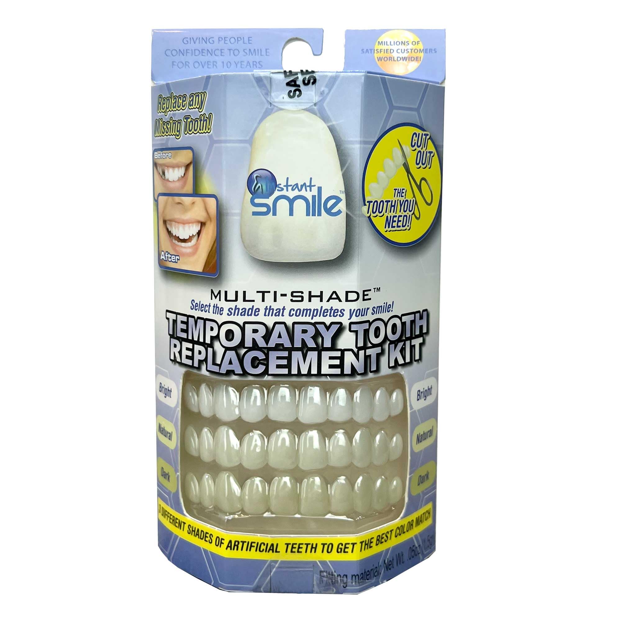 Instant Smile MULTISHADE Patented Temporary Tooth Repair Kit. A Realistic Looking Fix for a Missing or Broken Tooth.