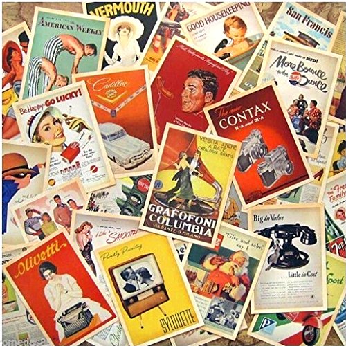 DreamHigh 64 pcs Collectible Vintage Ads & Movie Poster Postcards Bulk Pack
