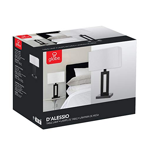 Globe Electric 67045 20" Table Lamp, Matte Black, White Linen Shade, On/Off Socket Rotary Switch, Table Lamp for Living Room, Home Décor, Lamps for Bedrooms, Room Décor, Home Improvement