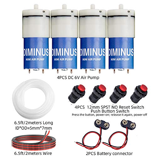 DIMINUS DC 6V Mini Air Pump Motor, DIY and Replacement Accessories, Best for Aquarium Tank Oxygen Circulate (4 Pack)