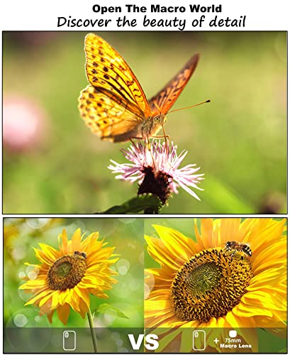 ALILUSSO 75mm Macro Lens,for iPhone,Samsung,Pixel,BlackBerry etc,with Clip,Cell Phone Lens,Detail Lens,Close-up Pictures