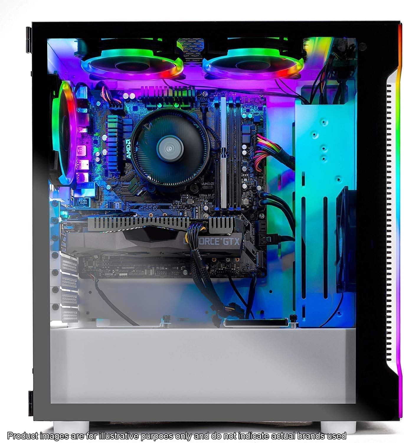 SkyTech Archangel Gaming Computer PC Desktop - Ryzen 5 3600 6-Core 3.6GHz, GTX 1660 Ti 6G, 500G SSD, 8GB DDR4 3000, RGB, AC WiFi, Windows 10 Home 64-bit, White