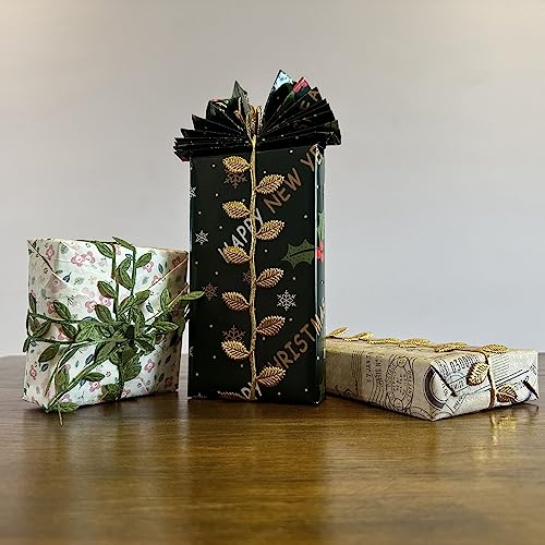 Gold Leaves Leaf Ribbon Trim Rope - 20 Yards - for Garland DIY Crafts and Party Wedding Home Decorations (Gold)