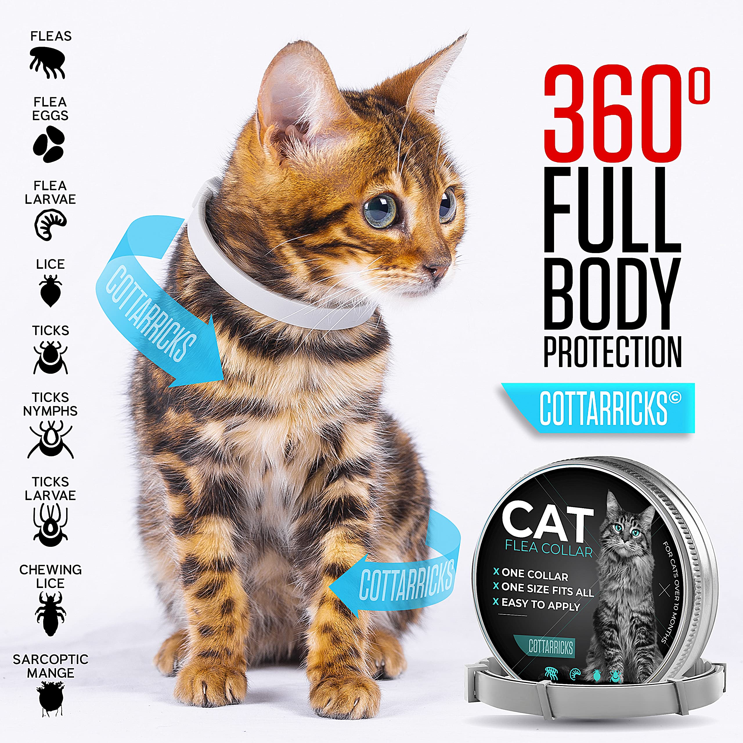 Flea and Tick Prevention for Cats - Adjustable - One Size Fits All