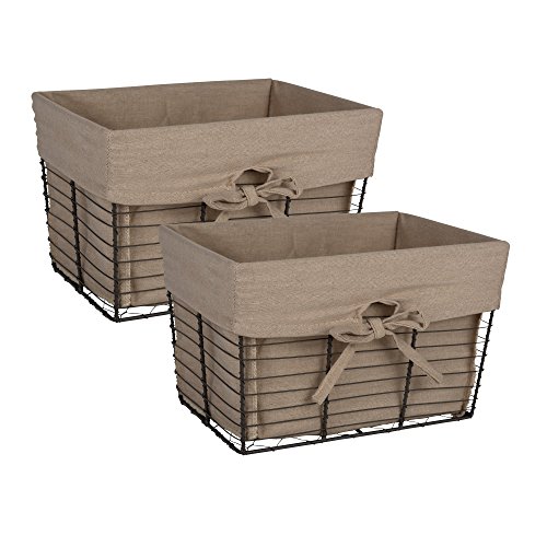 DII Farmhouse Chicken Wire Storage Baskets with Liner, Medium, Vintage Taupe, 11x7.88x7", 2 Piece