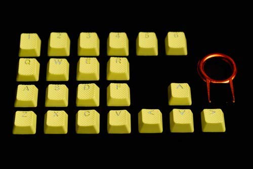Tai-Hao 22 Key Set TPR Rubber Keycap for Cherry Mx Gaming Keyboards OEM Profile Shine-Through Backlite (Zinc Yellow)