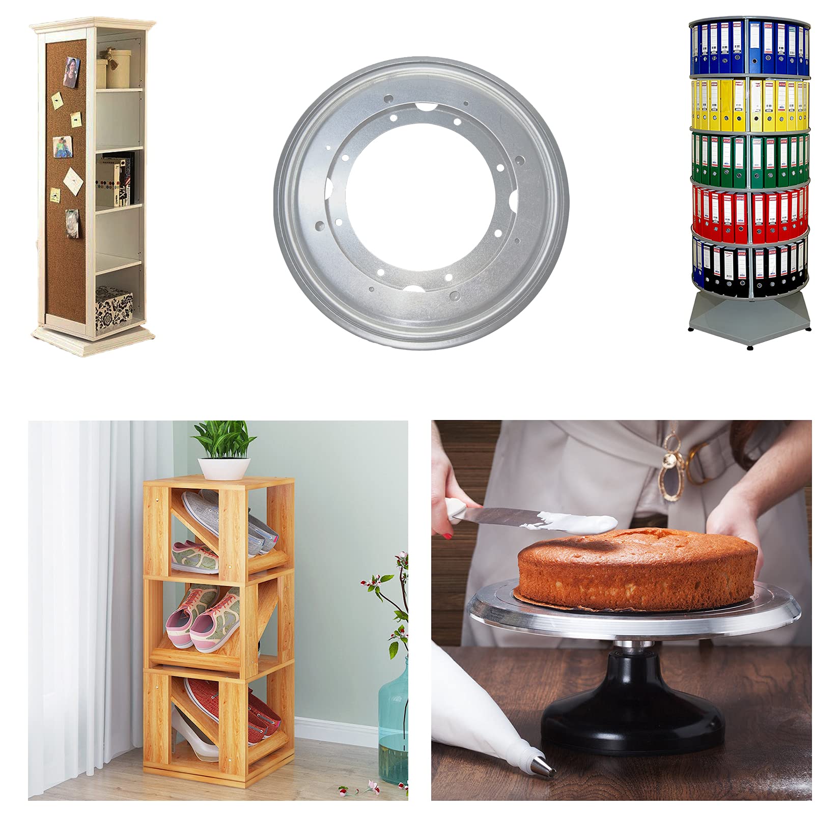 2Pack 9" Lazy Susan Hardware 5/16 Thick Turntable Bearings 750lbs Load Capacity Lazy Susan Turntable Swivel Plate Base for Rotating Table, Kitchen Storage, Serving Tray, Corner Shelves, Book Rack
