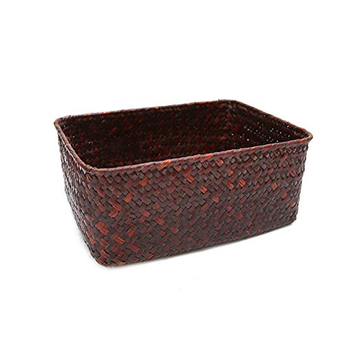QuyWin Portable Storage Supplies Home Dedicated Storage Handmade Straw Dried Flower Fruit Pot Basket Rattan Box Candy Earphone Organizer for Home Coffee Big