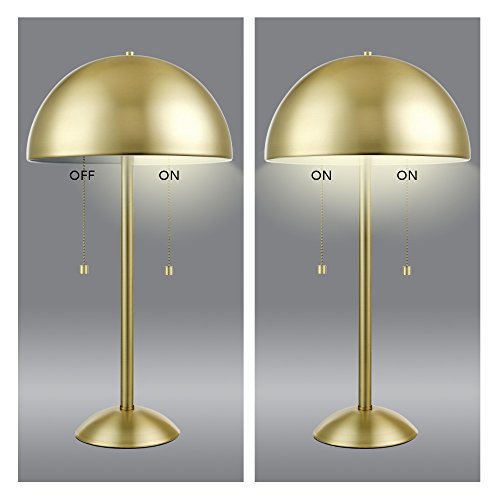 Globe Electric 12976 Haydel 21" 2-Light Table Lamp, Matte Brass, Double On/Off Pull Chain