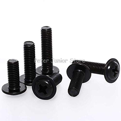 Screw 50Pcs Black Pan Padded Screws M2 M2.5 M3 Referral Computer Case Chassis Fixed Motherboard Screws with Pad GMN - (Size: M3, Length: 10mm)
