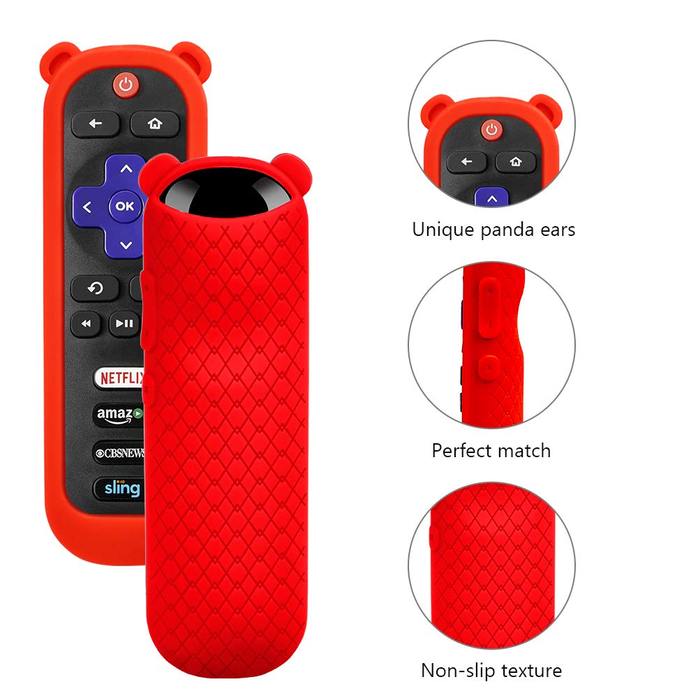3 Pack TV Remote Case for TCL Roku TV RC280 Remote Control, Silicone Protective Controller Skin Lightweight Shockproof TCL Roku TV Remote Cover Cute Ear Shape Anti Slip Universal Replacement Sleeve