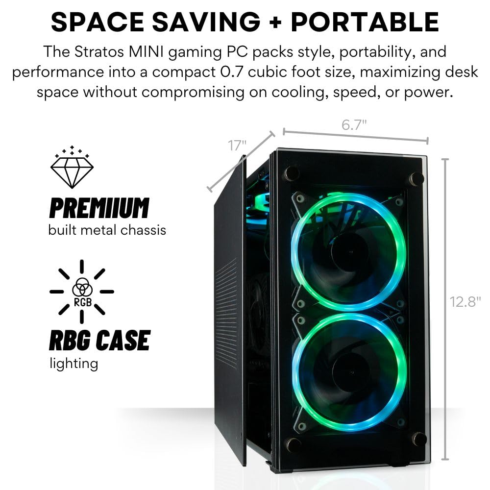 Empowered PC Stratos Mini Gaming Desktop - Intel ARC A750, Intel 12-Core i7-12700KF Processor, 32GB DDR5 RAM, 1TB NVMe SSD, WiFi, Windows 11H - Tiny Liquid Cooled Gamer RGB Computer