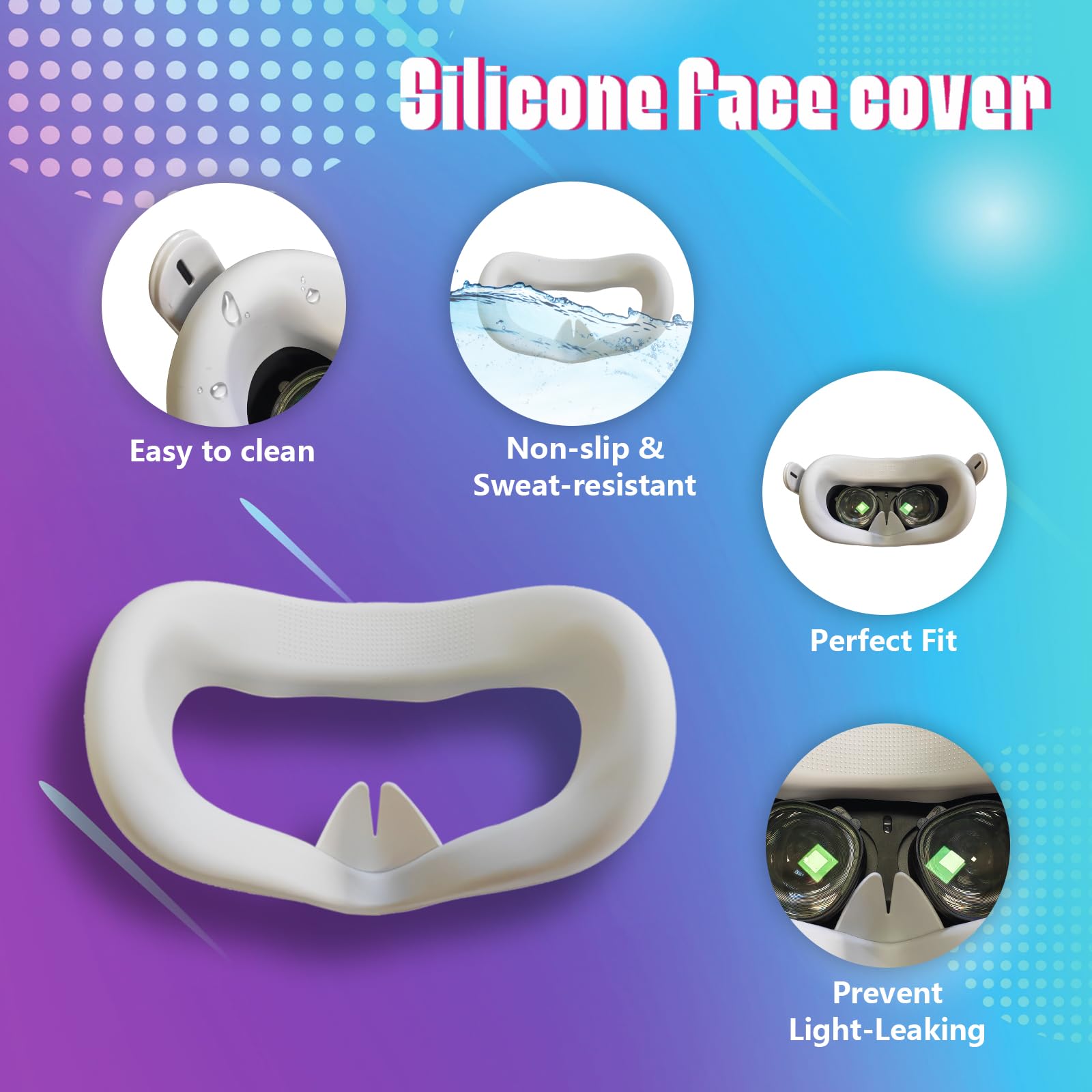 LEABBY 2Pcs VR Silicone Face Cover for Oculus Quest 2,Light-Thin VR Face Pads,Waterproof Anti-Dirty Replacement Facial Cushion VR Pads Accessories (2Pcs/Red+Blue)