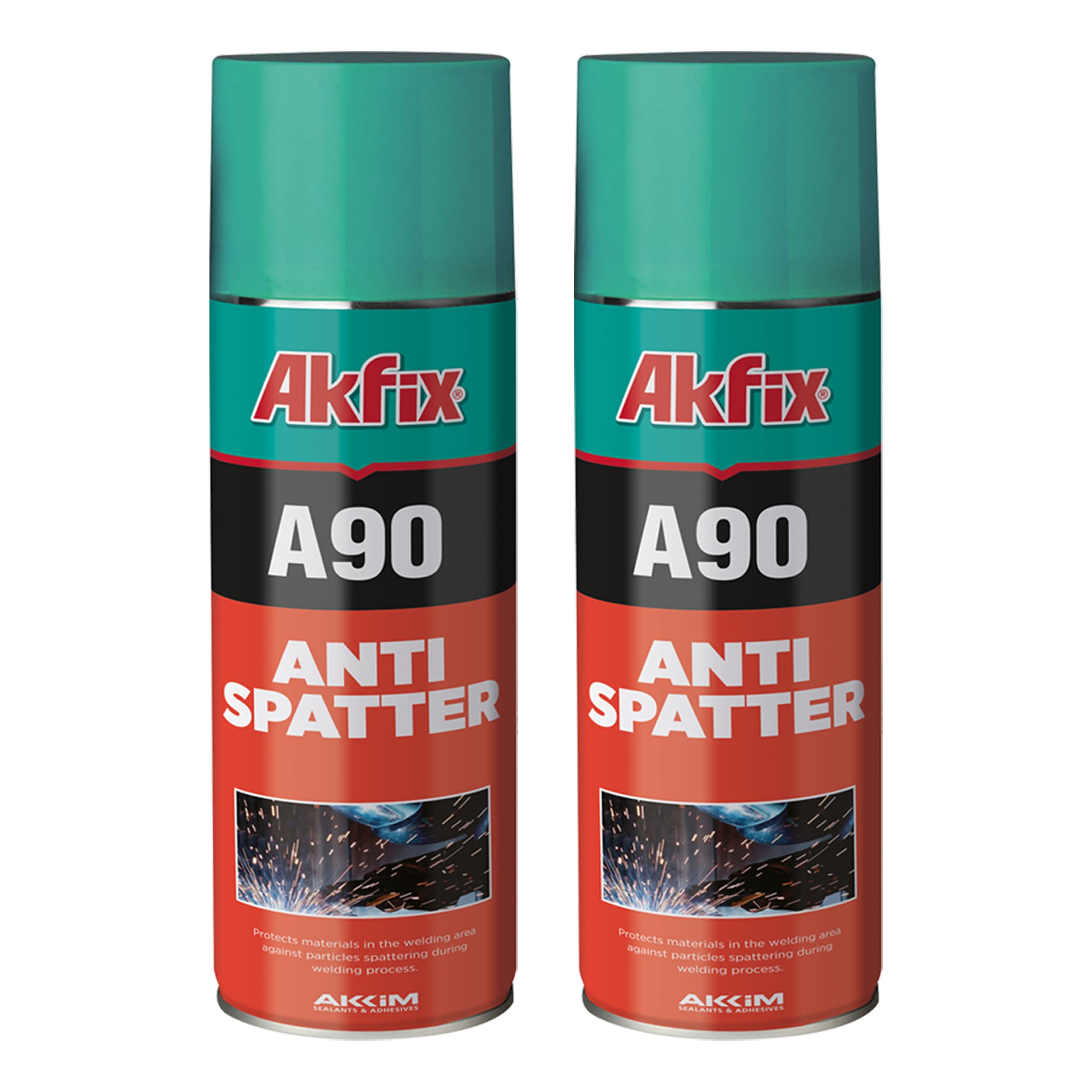 Akfix A90 Universal Splatter Guard - Welding Accessories, Non-Flammable Anti Splatter Spray for Nozzle, Tip and Automatic&Semi-Automatic Welding | 2 Pack, Can, 12 Oz.