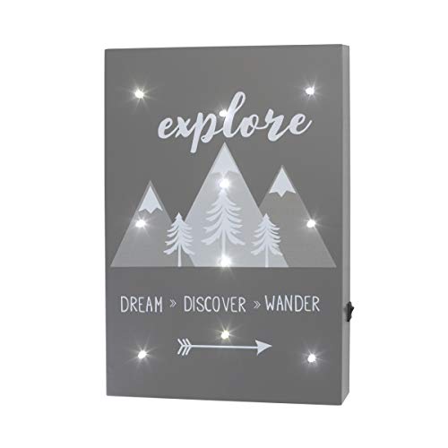 NoJo Little Love Grey, White, Charcoal Mountains "Explore, Dream, Discover, Wander