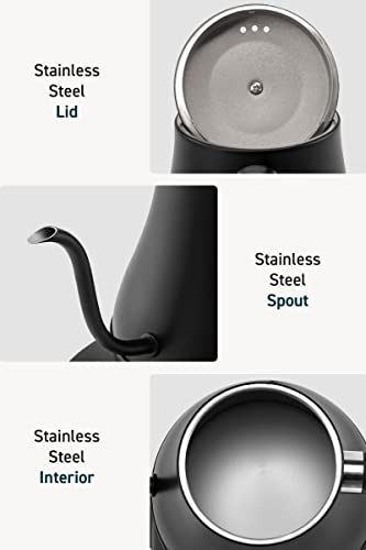 COSORI Electric Gooseneck Kettle with 5 Variable Presets, Pour Over Kettle & Coffee Kettle, 100% Stainless Steel Inner Lid & Bottom, 1200 Watt Quick Heating, 0.8L, Matte Black