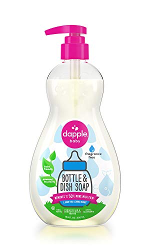 Dish Bundle by Dapple Baby Includes Baby Bottle & Dish Liquid by Dapple Baby Travel Size 3 Fl Oz, and 16.9 Fl Oz Bottle, 2 ct., Fragrance-Free - Plant-Based - Hypoallergenic