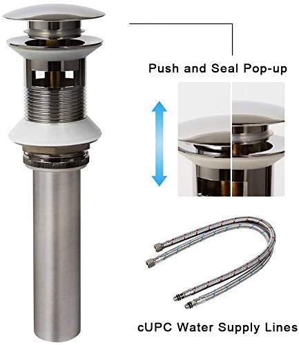 ALWEN Bathroom Faucet Brushed Nickel, Bathroom Faucets for Sink 1 Hole, Single Faucet with Pop Up Drain, Modern Bathroom Sink Faucet