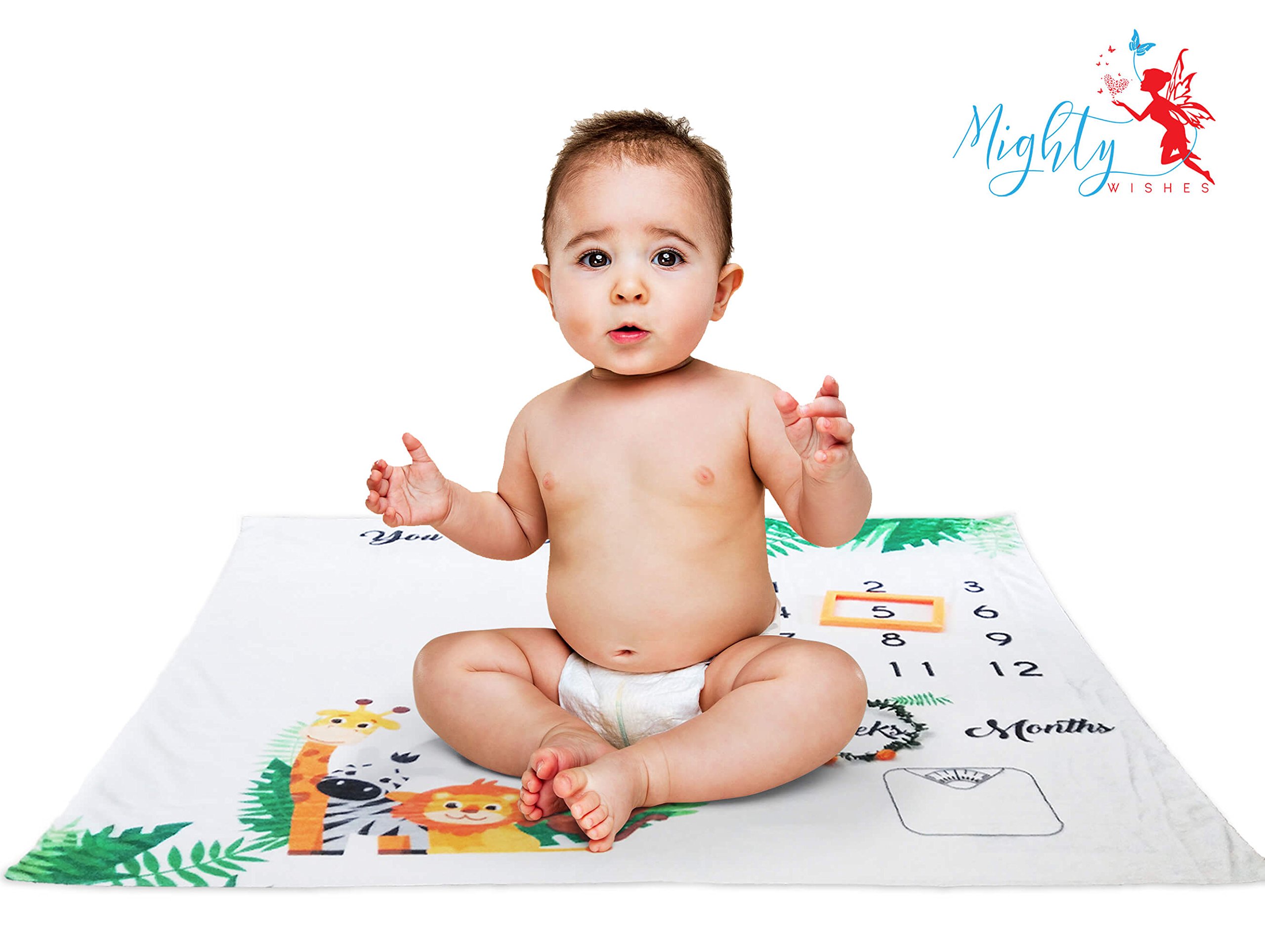 Monthly Baby Milestone Blanket - Double Sided Soft & Smooth Fleece | Baby Milestone Blanket Boys & Girls | Baby Photo Props with Frame & Leaf Wreath |