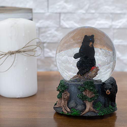 Black Bear Friend Couple 100MM Musical Snow Globe Plays Tune Born Free