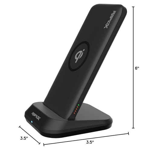 RapidX Myport 10000 mAh Power Bank, 10W Wireless Charging (Qi-Certified) & Charging Stand, 1 USB-C Input/Output (18W), 1 USB Output for iPhone and Android (Black)