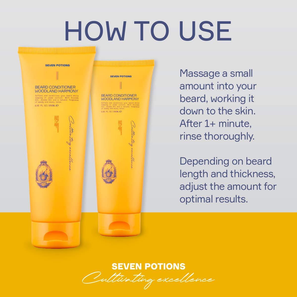 SEVEN POTIONS Beard Conditioner for Men – Prevents Beard Itch and Dandruff – Natural, Vegan, Cruelty Free (Woodland Harmony, 8.45 FL OZ)