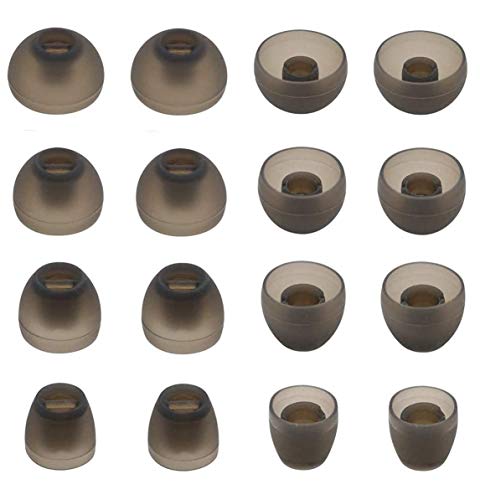 Rayker Replacement Eartips for Momentum True Wireless 2, Noise Isolation Comfort Silicone Tips, in Ear Canal, XS/S/M/L Size Included, 8 Pairs, Momentum Wireless2 (Gray)