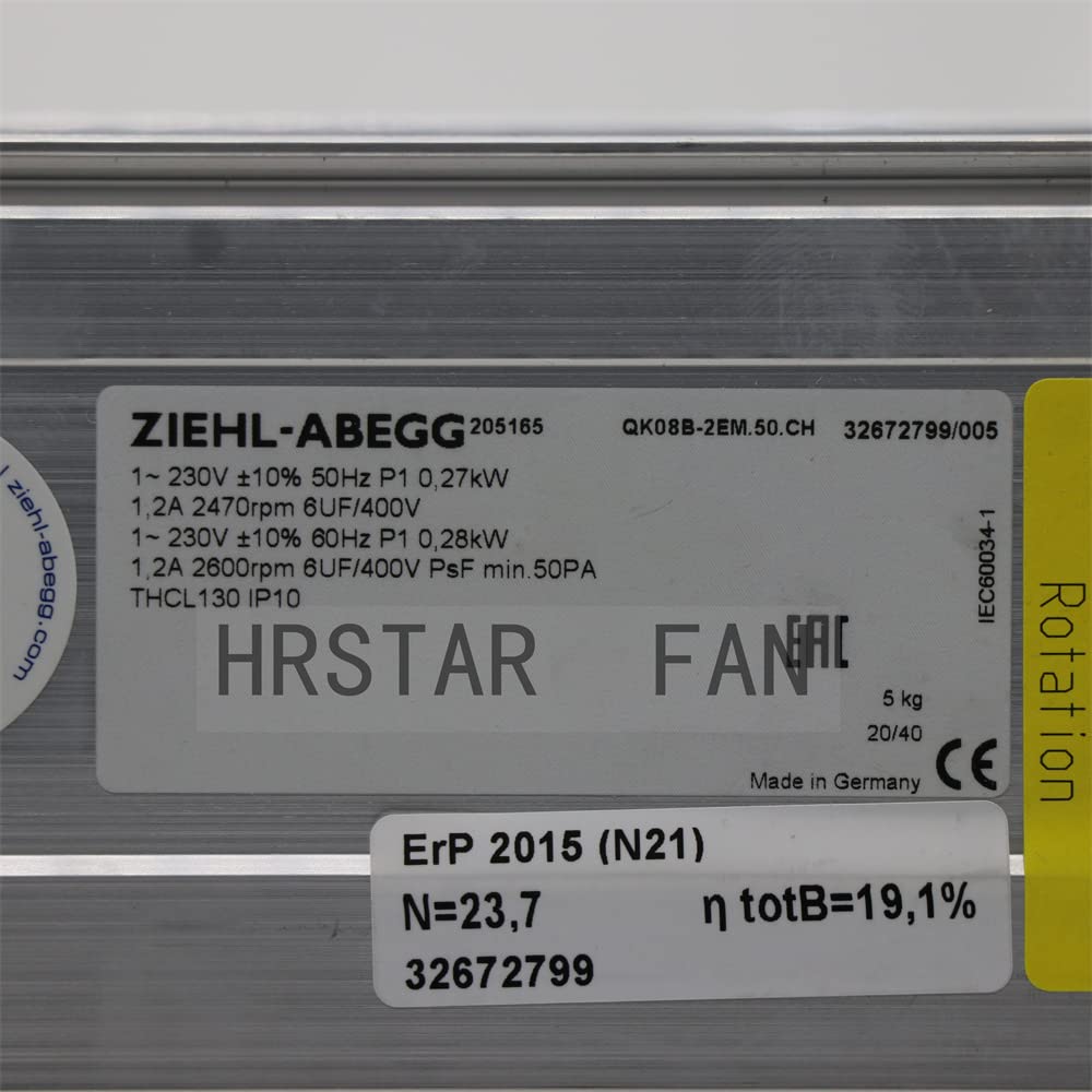 HRSTAR for Ziehl-abegg QK08B-2EM.50.CH 230V 1.2A 270/280W Cross Flow Fan