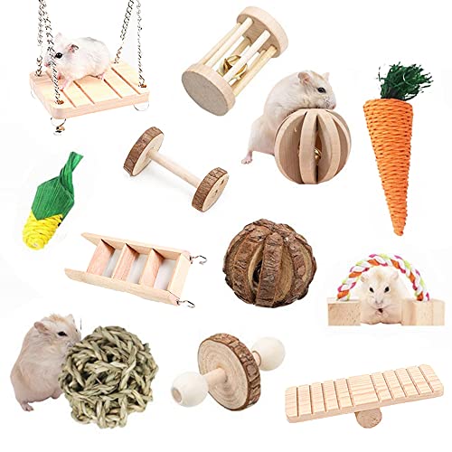 Bipily Hamster Chew Toys 12 Pack Natural Wooden Pet Toy Small Pets Teeth Care
