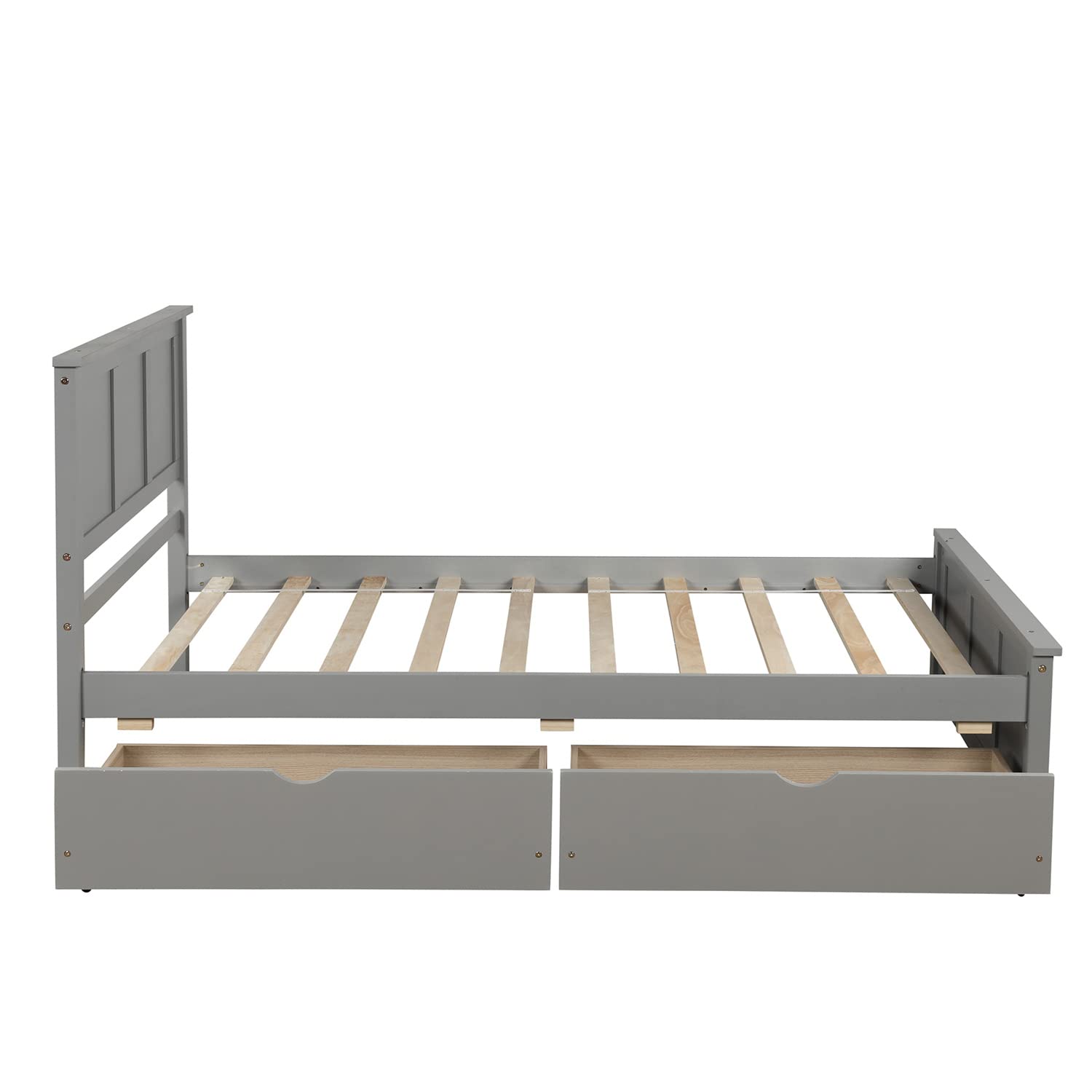 Twin Bed with Drawers,Wood Platform Bed Frame with Headboard and Footboard Wooden Captain Bed for Boys, Girls, Kids, Teens, Gray