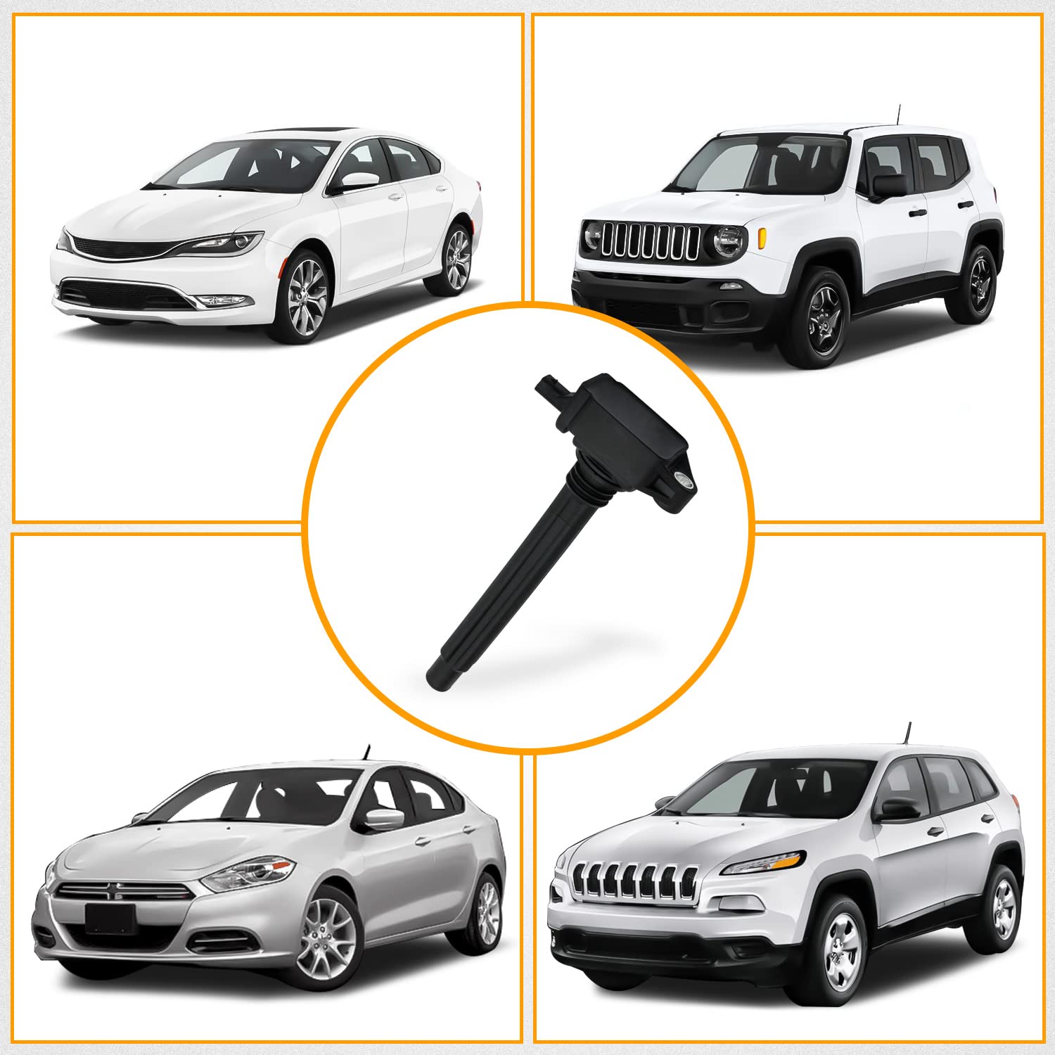 4 Pcs Ignition Coil Compatible with Dodge Dart Jeep Cherokee Renegade Compass Chrysler 200 Fiat 500X Ram ProMaster 2.4L L4 Replace 68242286AA UF751 UF754