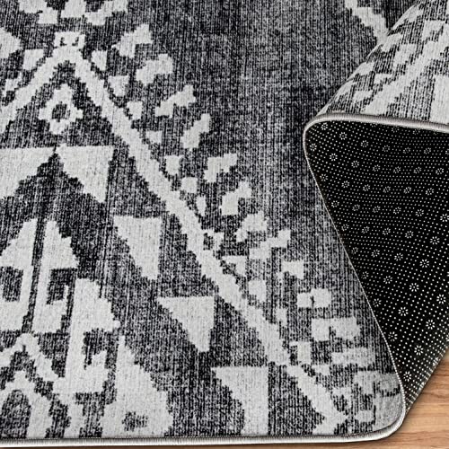 ReaLife Machine Washable Rug - Stain Resistant, Non-Shed - Eco-Friendly, Non-Slip, Family & Pet Friendly - Made from Premium Recycled Fibers - Moroccan Diamond - Gray, 2'6" x 6'