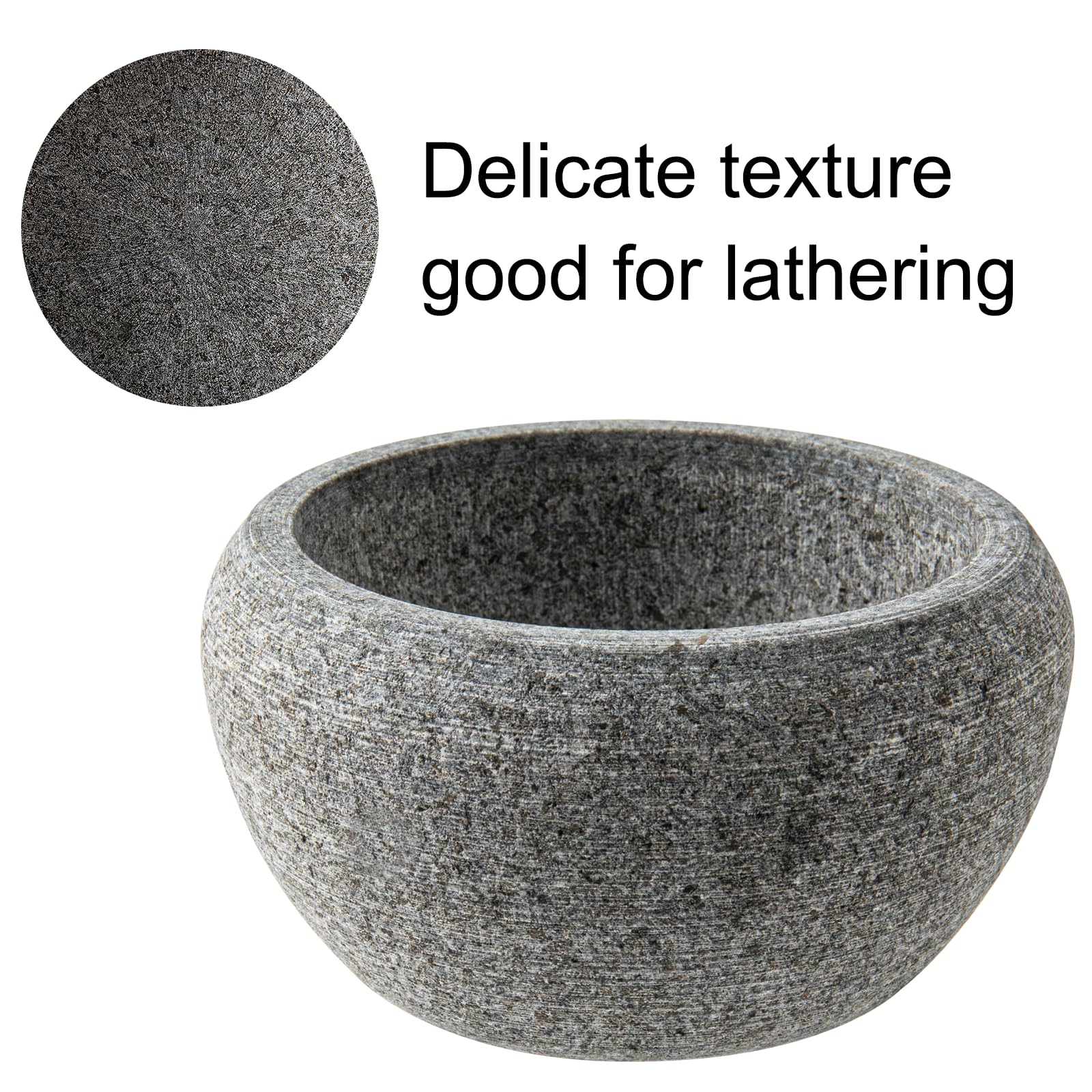CHARMMAN Shaving Soap & Cream Bowl for Men, Natural Granite Stone, Keep Warm Better, Easier to Lather