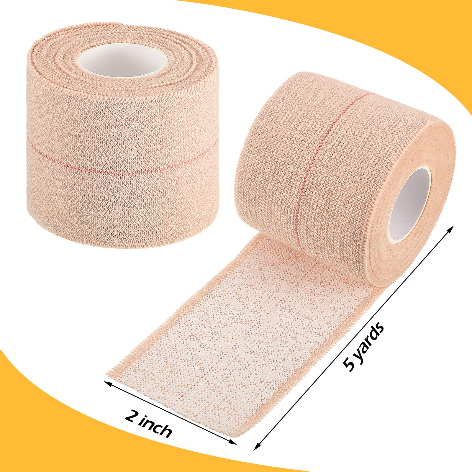 2 Rolls Adhesive Elastic Tape Bandage Tape Wrap Flexible Stretch Bandages for Sports Ankle, Knee and Wrist Sprains (Beige,2 Inch Wide)