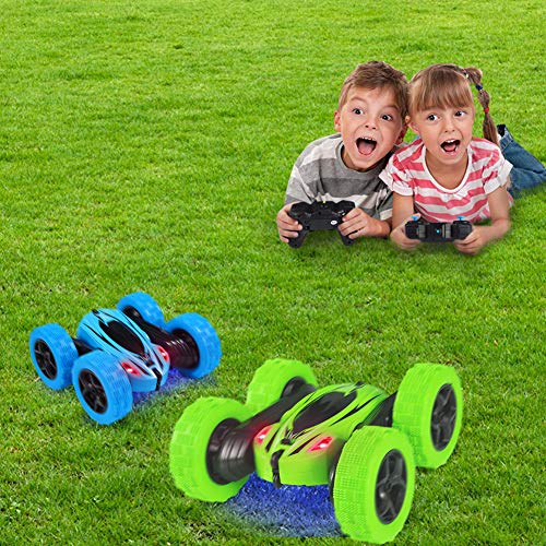 2PACK RC Stunt Car Remote Control Car for Kids, 2.4Ghz High Speed Rock Crawler Vehicle,360 Rotating 4WD Off Road Double Sided Rotating Tumbling Rc Car with 4 Rechargeable Battery.