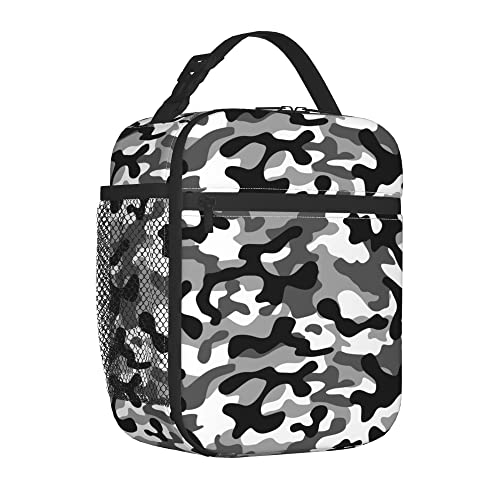 Black Camo Lunch Bags For Men Women Boys Girls Reusable Tote Lunch Bags For Office Work School Picnic Camping Thermal Insulation And Cold Preservation