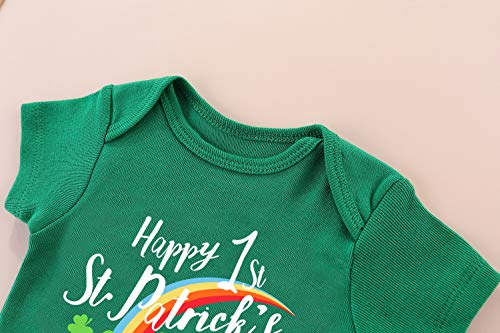 Infant Green Bodysuit 1st St. Patrick's Day Gift Baby Irish Charm Romper Newborn Jumpsuit Outfit (Happy 1st St. Patrick's Day, Suggest for 6-12 Months)