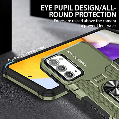 CCSmall for Samsung Galaxy Note20 Case with Metal Ring Kickstand for Women & Men, Heavy-Duty Protection Shockproof Bumper Cover Case for Samsung Galaxy Note 20 TY Green