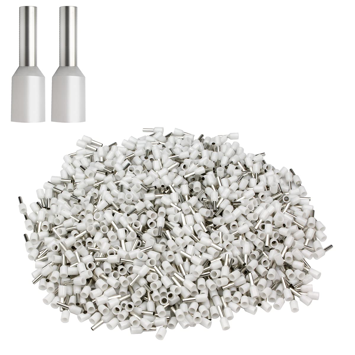 XHF 1000 PCS AWG 24/0.34mm² Wire Ferrules Insulated Copper Crimp Connectors, Crimp Pin Cord End Terminals White